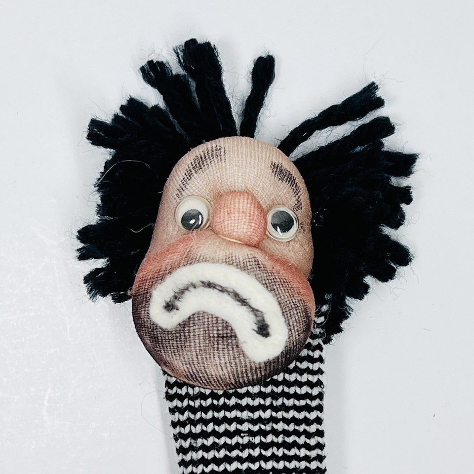 Vintage Wood Head Clown Hand Puppet & Set Of Finger Puppets Handmade ...