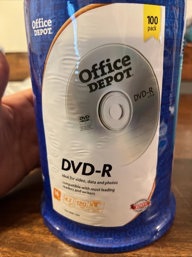 100 Pack OFFICE DEPOT DVD+R 120 Minute, 4.7 GB, 16x Blank CD Discs, NEW ...
