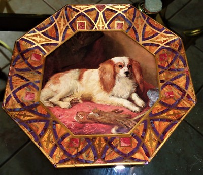 Vintage Durwin Rice Cavalier King Charles Spaniel Decoupage Plate Marye ...