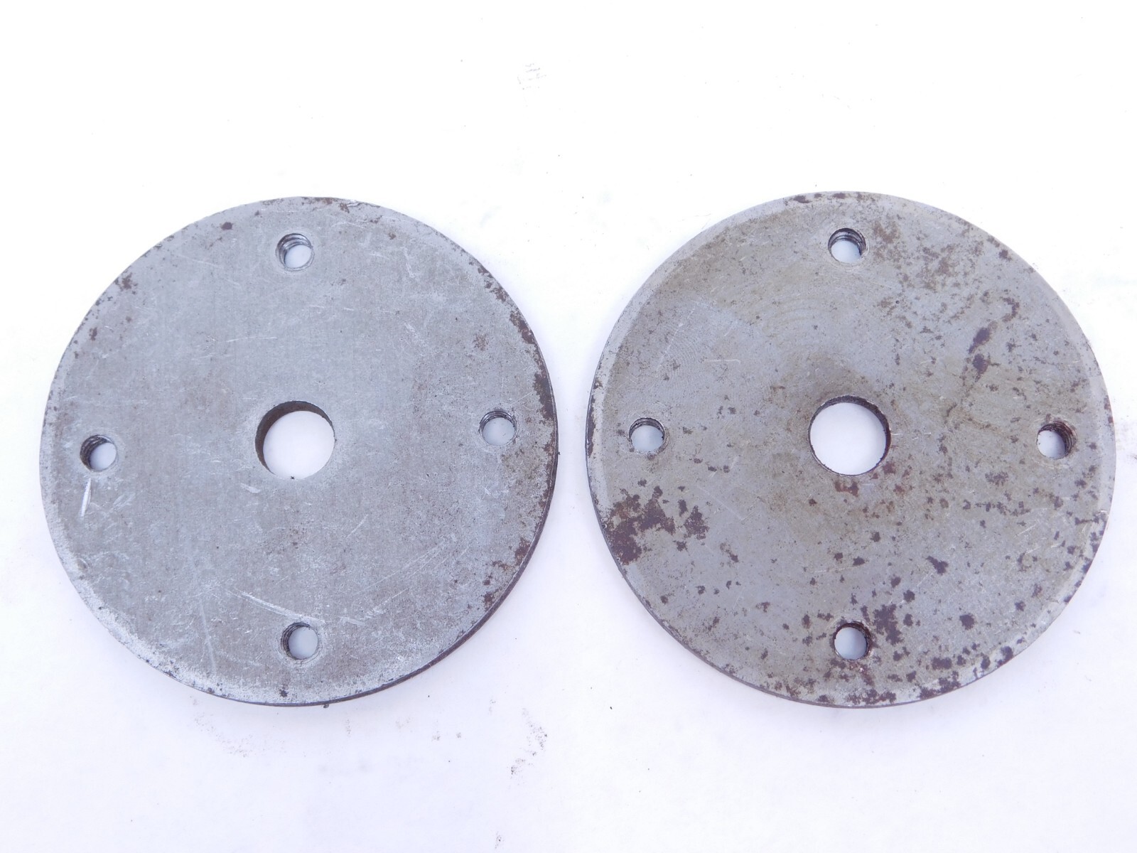 2-Pcs VINTAGE STEEL 3-1/4"ID ROUND Handrail Post Threaded Bracket Mount ...