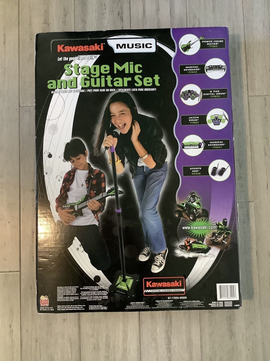 Vintage Kawasaki Musical Stage Mic And Guitar Set New Rock Vintage Kawasaki Musical Stage Mic And Guitar Set New Rock
