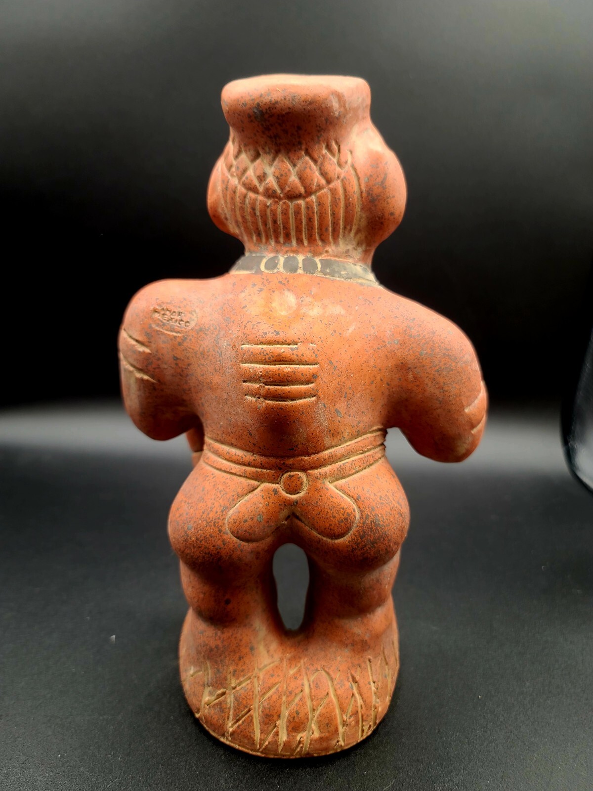 Vintage Terracotta Mexican Pottery Mayan Clay Figure Man Walking Stick ...