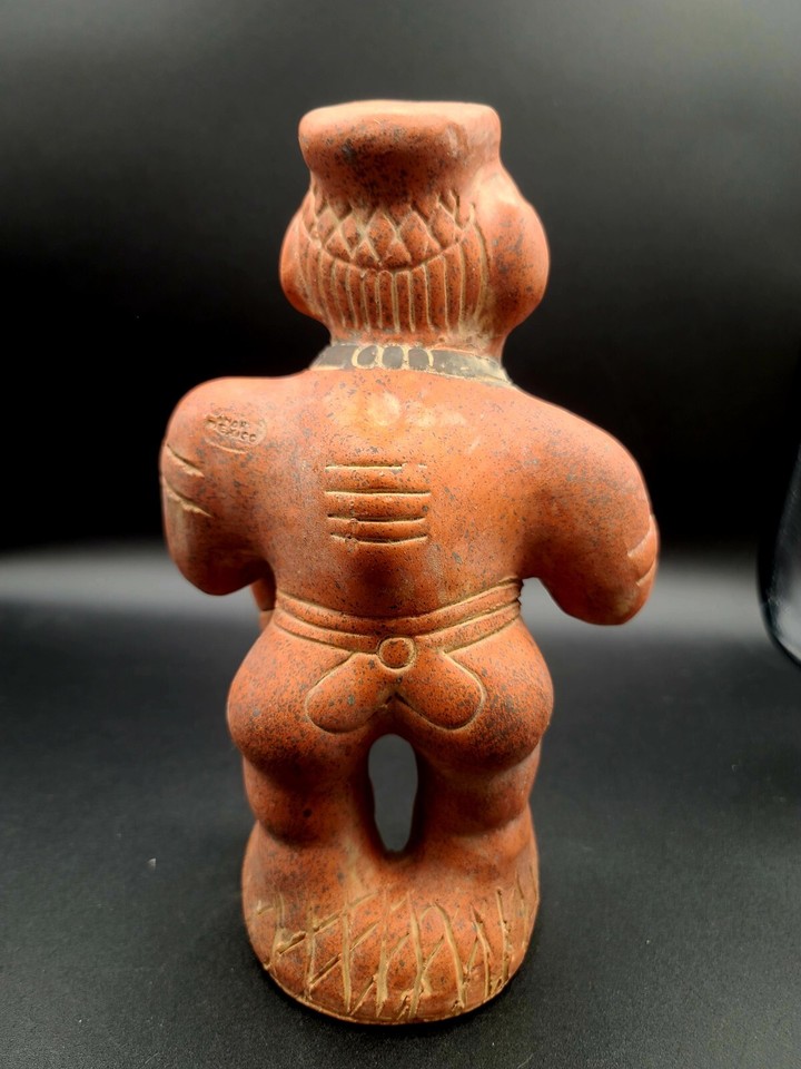 Vintage Terracotta Mexican Pottery Mayan Clay Figure Man Walking Stick ...