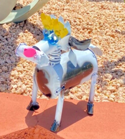 Metal Springhead Cow Yard Art Garden Decor | eBay