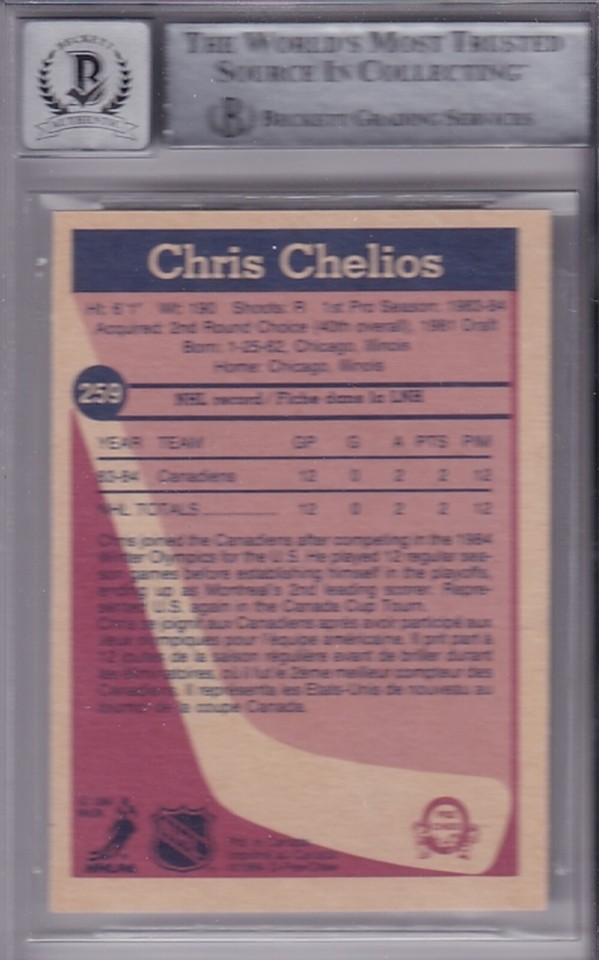 BECKETT MINT 10 1984-85 O-PEE-CHEE CHRIS CHELIOS "HOF 2013" SIGNED ...