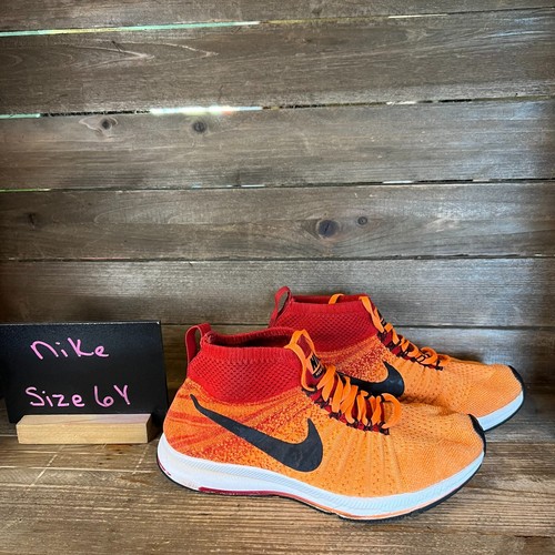 Childrens Nike Pegasus All Out Orange Flyknit Sneakers Shoes Mid Top ...