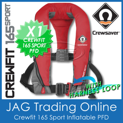 CREWSAVER FIERY RED MANUAL & HARNESS LOOP CREWFIT 165 INFLATABLE PFD ...
