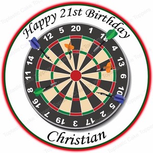 Personalised Darts Sport Dart Board Edible Icing Birthday Party Cake ...