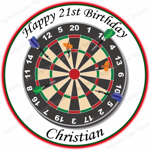 Personalised Darts Sport Dart Board Edible Icing Birthday Party Cake ...
