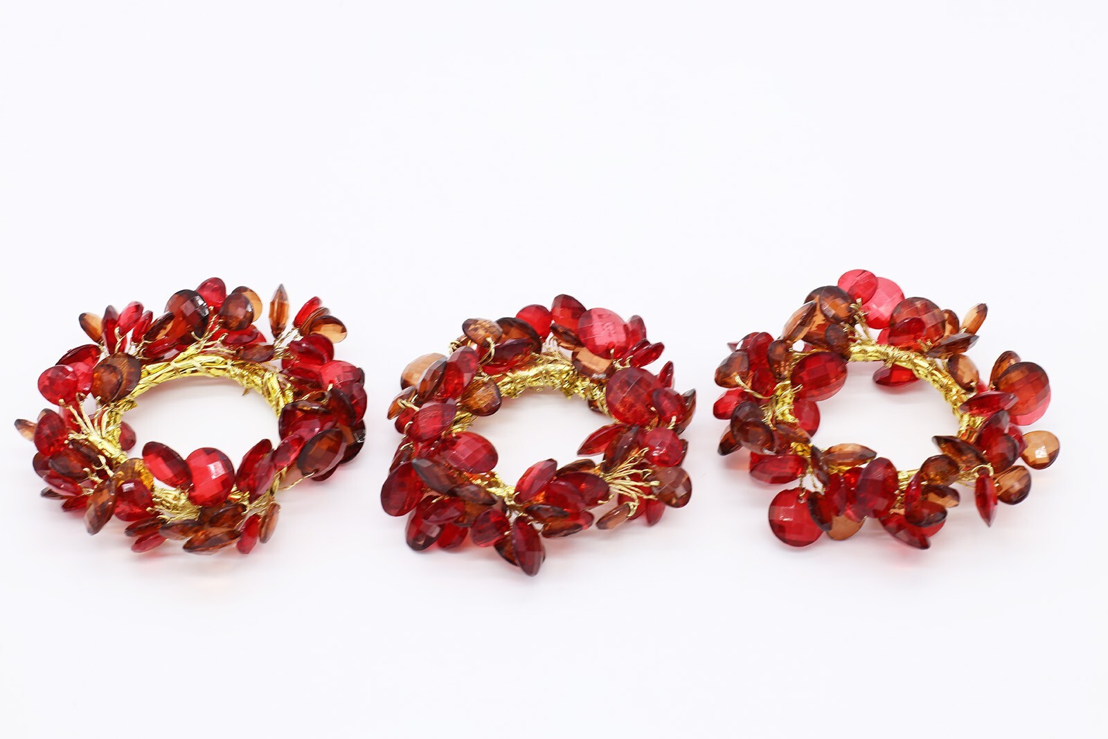 Set of 3 Red and Gold Napkin Rings | eBay