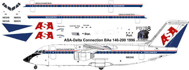 ASA-Delta Connection BAe 146-200 Pointerdog7 decals for Revell 1/144 ...