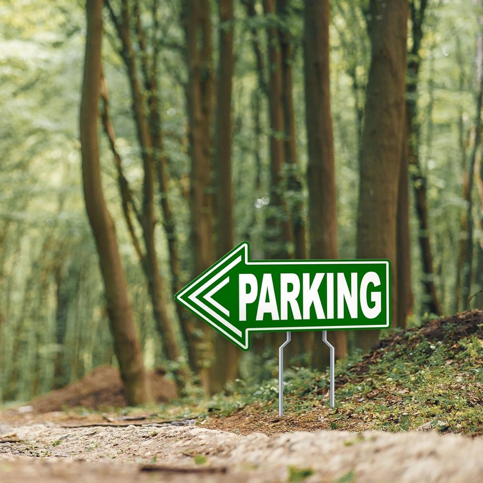 4PC Directional Parking Signs Arrows with Stakes, Parking Arrow Signs ...