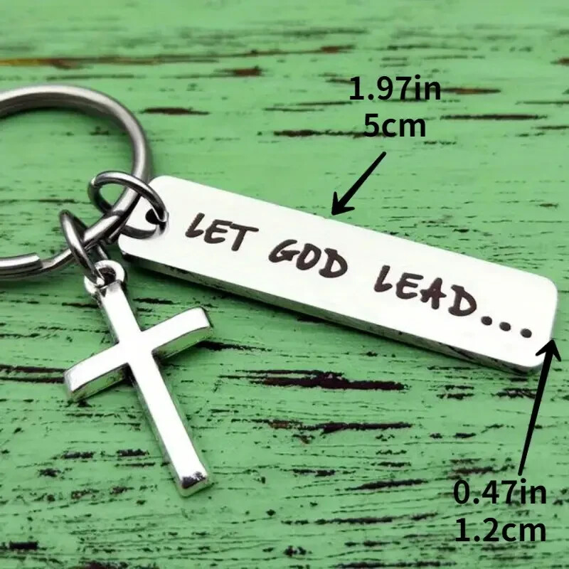 Let God Lead Cross Keychain Men Women Keychain Religious Keychain ...