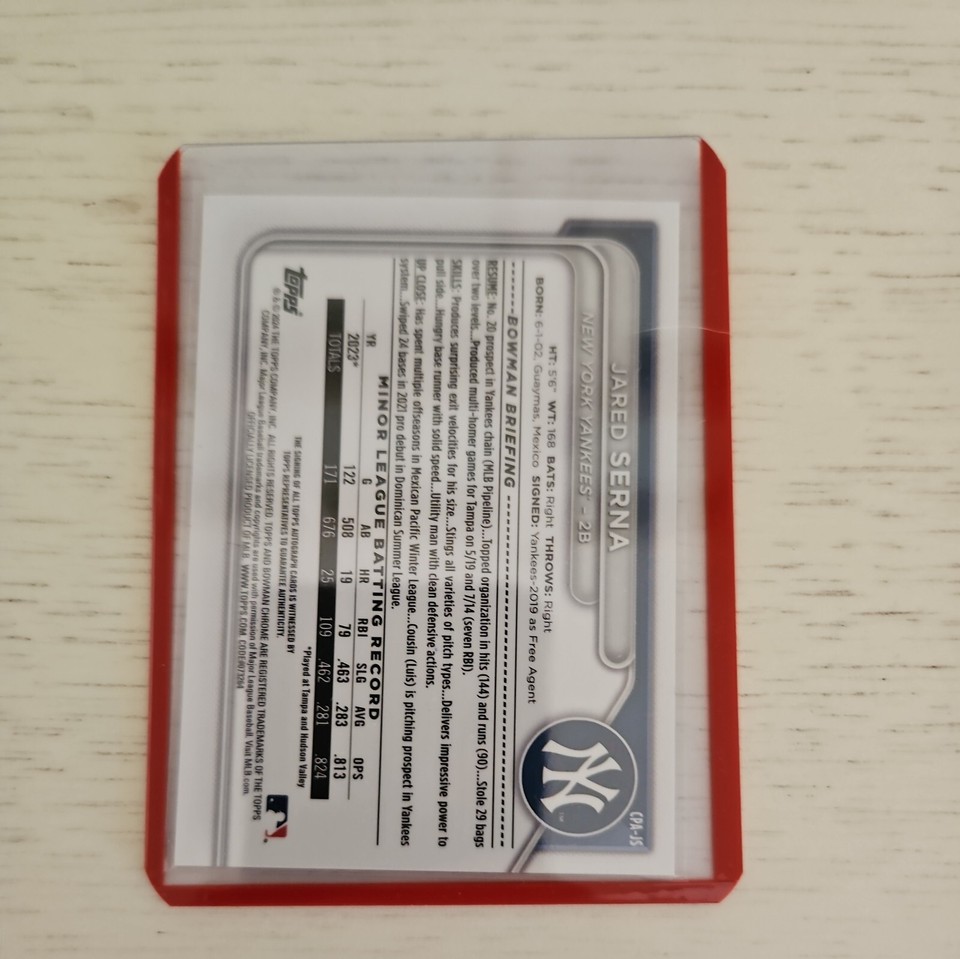 2024 Bowman Chrome Jared Serna On Card Auto 1st Bowman Yankees #CPA-JS ...