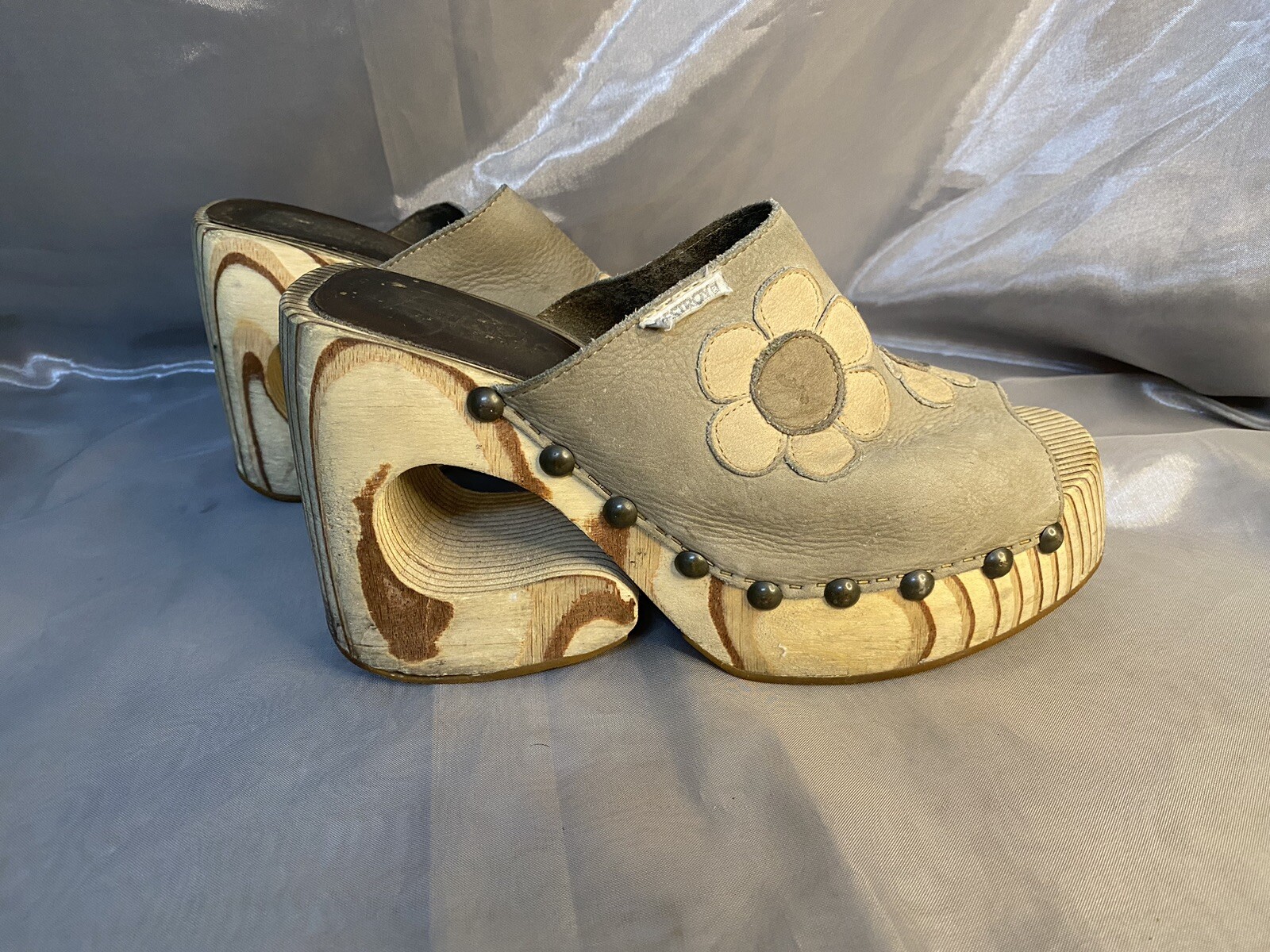 RARE 90’s London DESTROY Y2K Vintage Wooden Clog Sid… - Gem