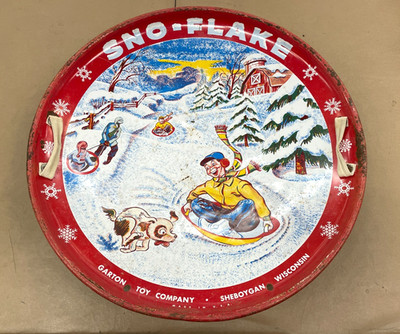 Vintage Sno-Flake Garton Toy Co Sheboygan, WI Metal Snow Saucer Sled ...