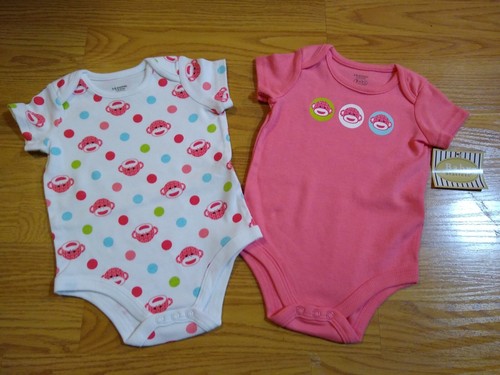 Baby Starters Bodysuits 3-6 Months Sock Monkey Set Girls SS Infant 2 ...