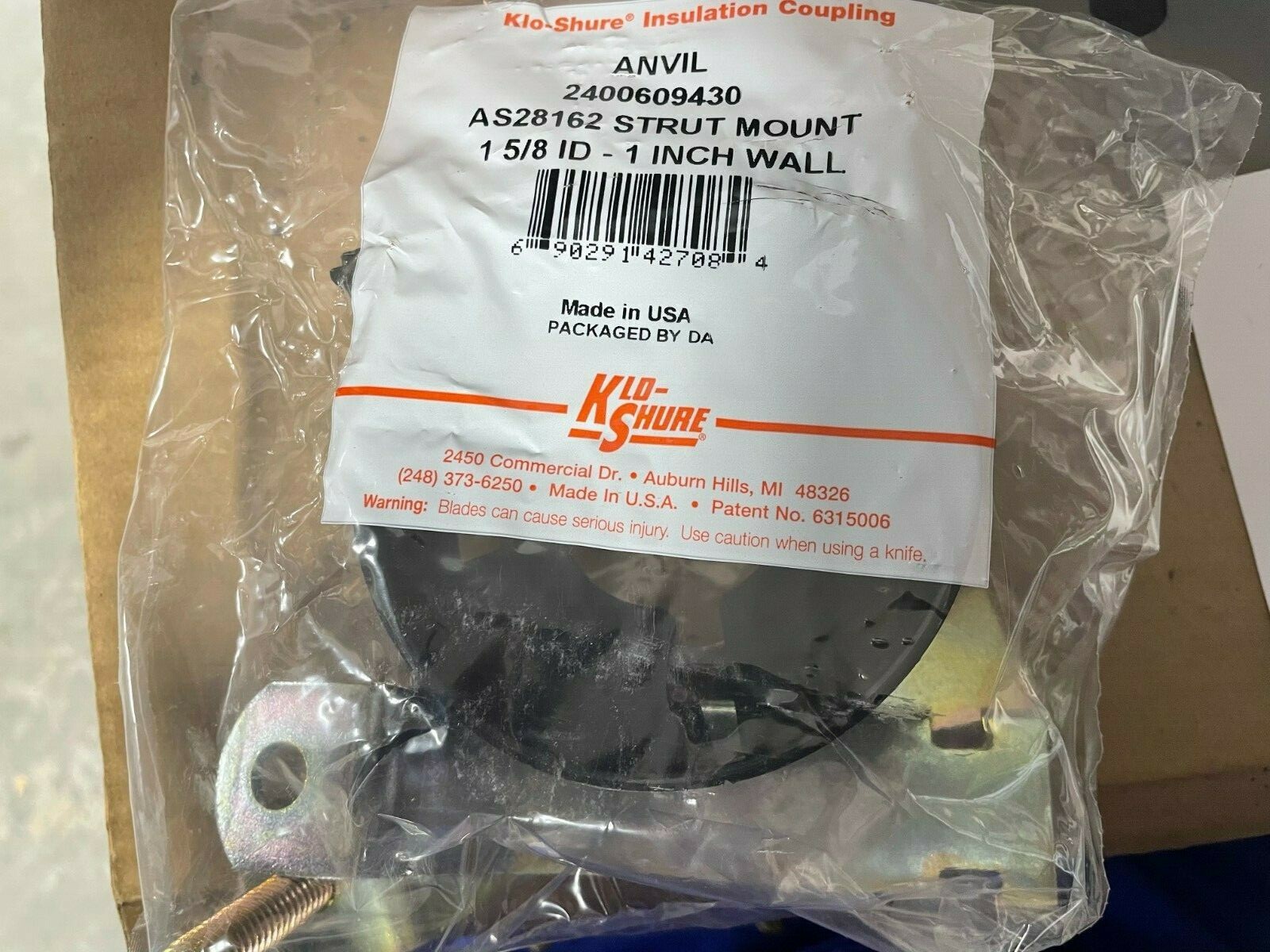 KLO-SHURE 2400609430 Strt Mnt Insltd Cplg 1-5/8 ID 1in Wall for sale ...