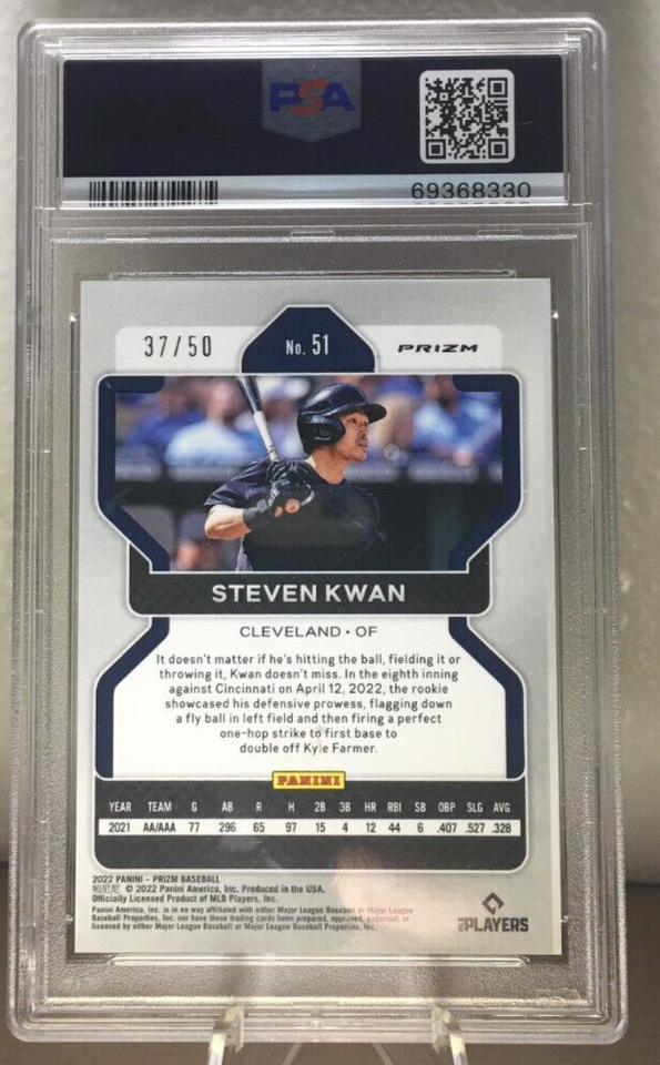 2022 Panini Prizm Steven Kwan Snake Skin Parallel /50 Rookie PSA 9 | eBay