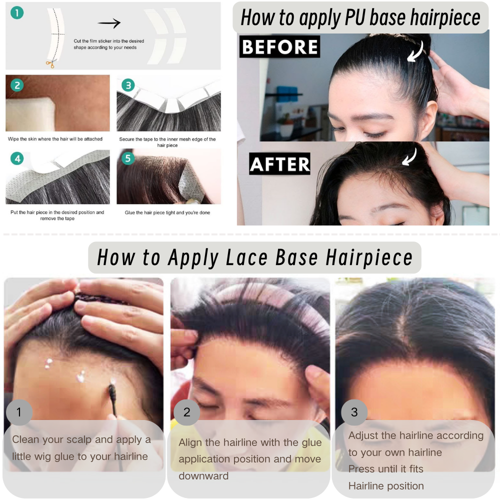 Women's Hairline Cover-UP Real Human Hair Front Top Lace Base Toupee ...