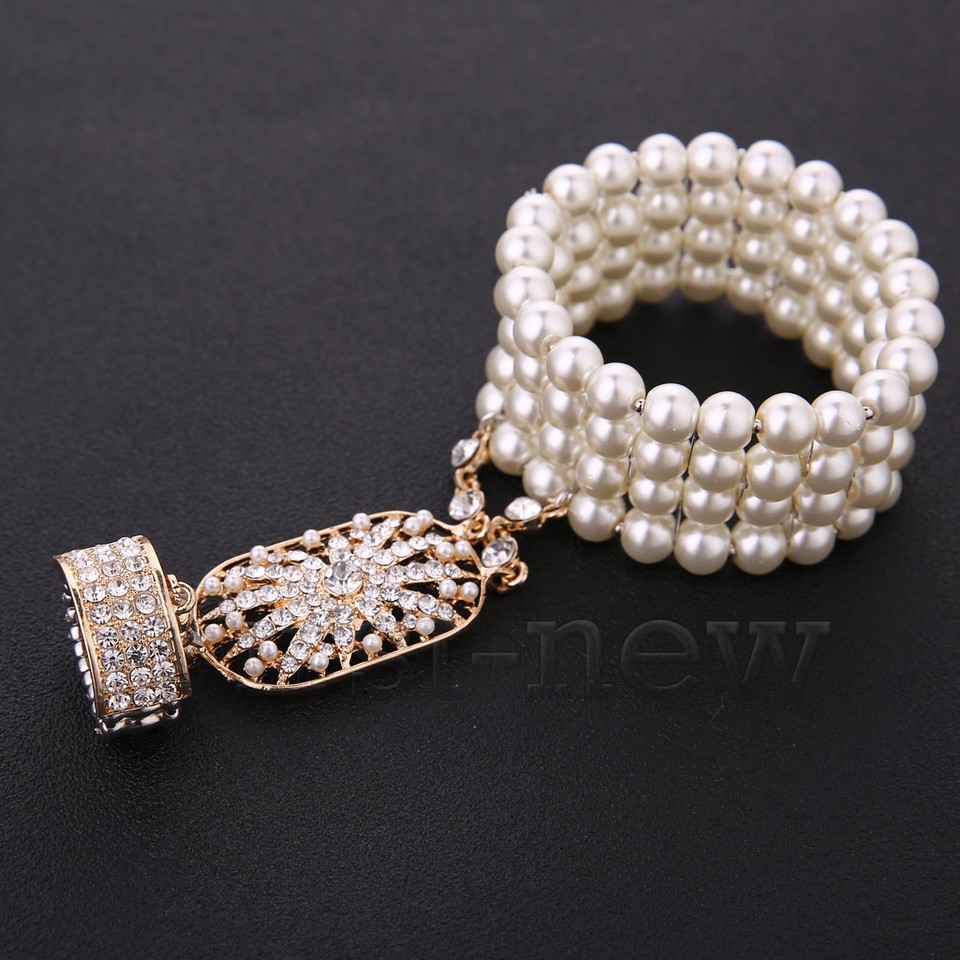 1920s Great Gatsby Headpieces Pearl Tassels 20 Bridal Headband Bracelet ...
