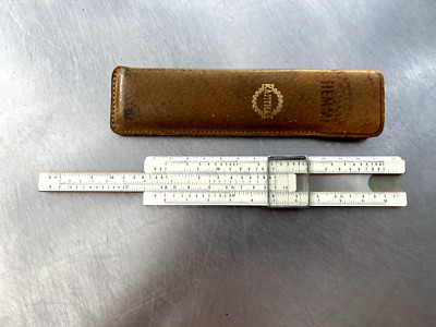 Vintage Sun Hemmi Japan Slide Rule No.74 Bamboo Ruler Leather Sleeve ...