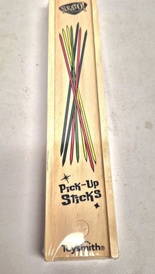 Toysmith Pick-Up Sticks Neato Classic Game Wooden Storage Box Kids Toys ...