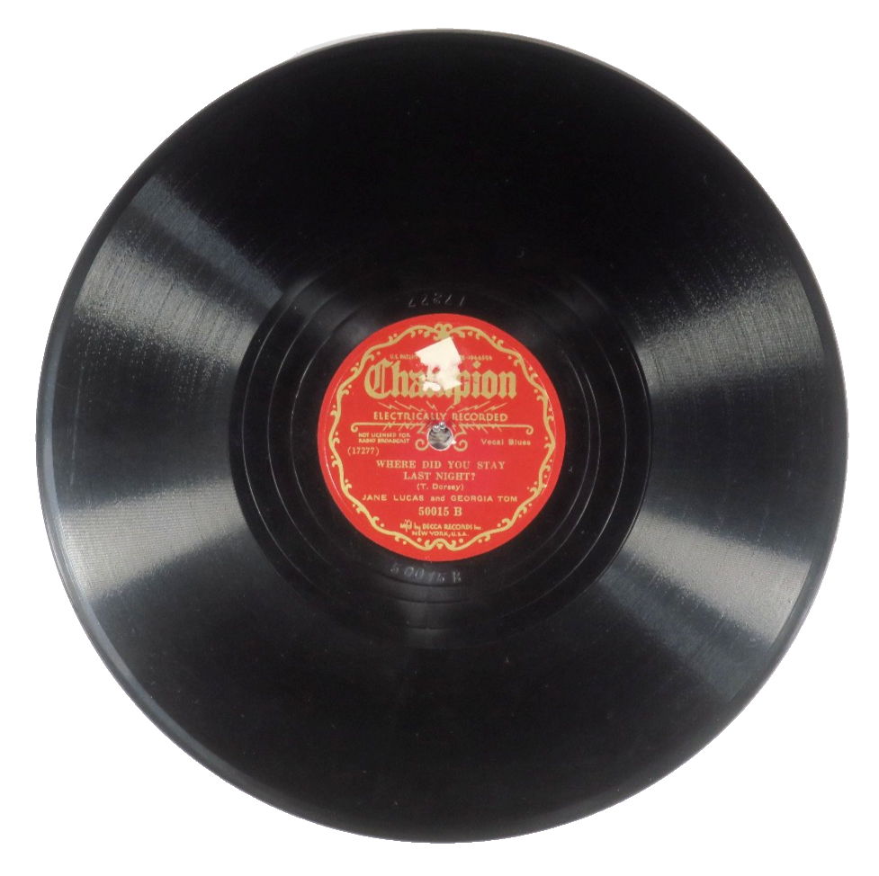 78 RPM -- Jane Lucas & Ga. Tom, Champion 50015 "Terrible Operation", E ...