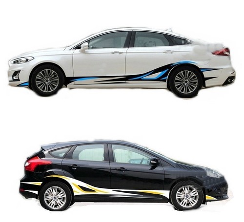 Graphics Vinyl Flame Stripe Decal Kit For Ford Focus Side Door Bumber ...