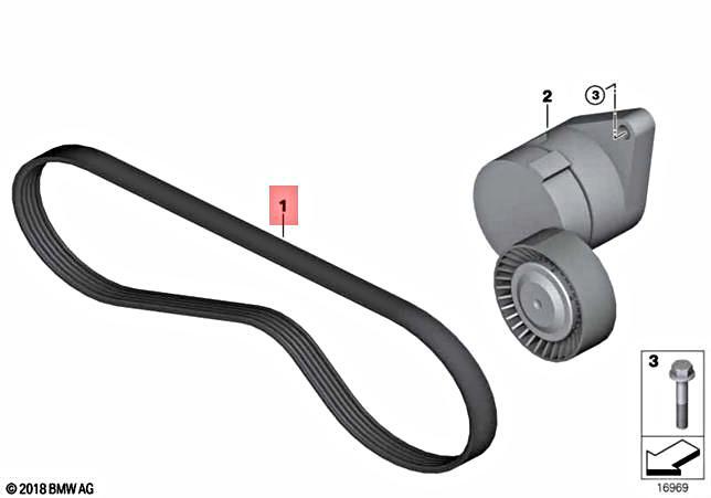 Genuine BMW E60 E61 E65 E66 E67 Sedan V Ribbed belt PK4 X 843 OEM ...