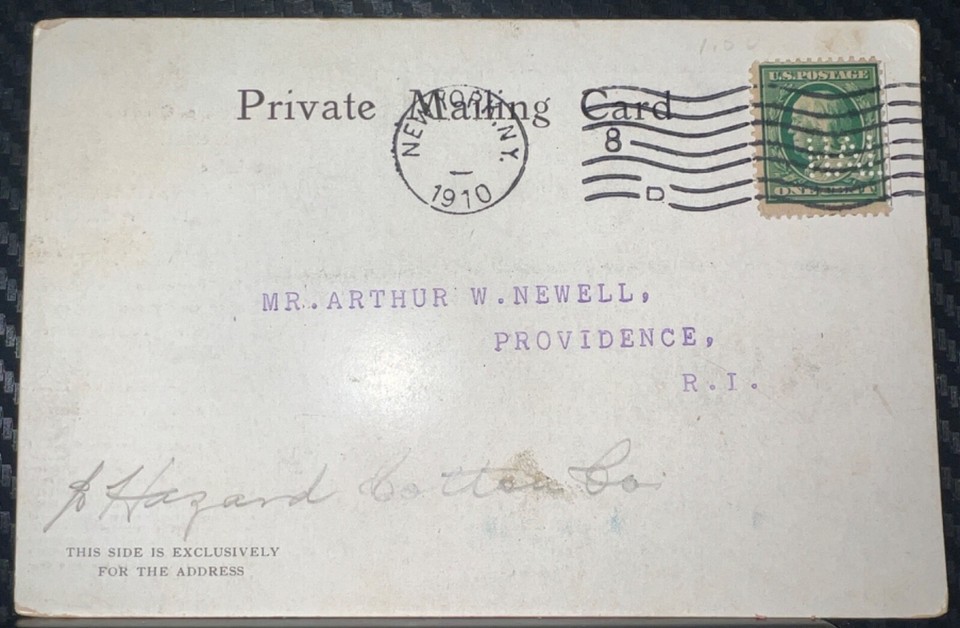 1910 Hamburg-America Line Cruise Lines POSTCARD USED PERFIN STAMP ...