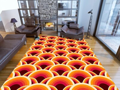 Retro Rug, Groovy Funky Rug, Retro Area Rug, 70s Brown Retro Rug ...