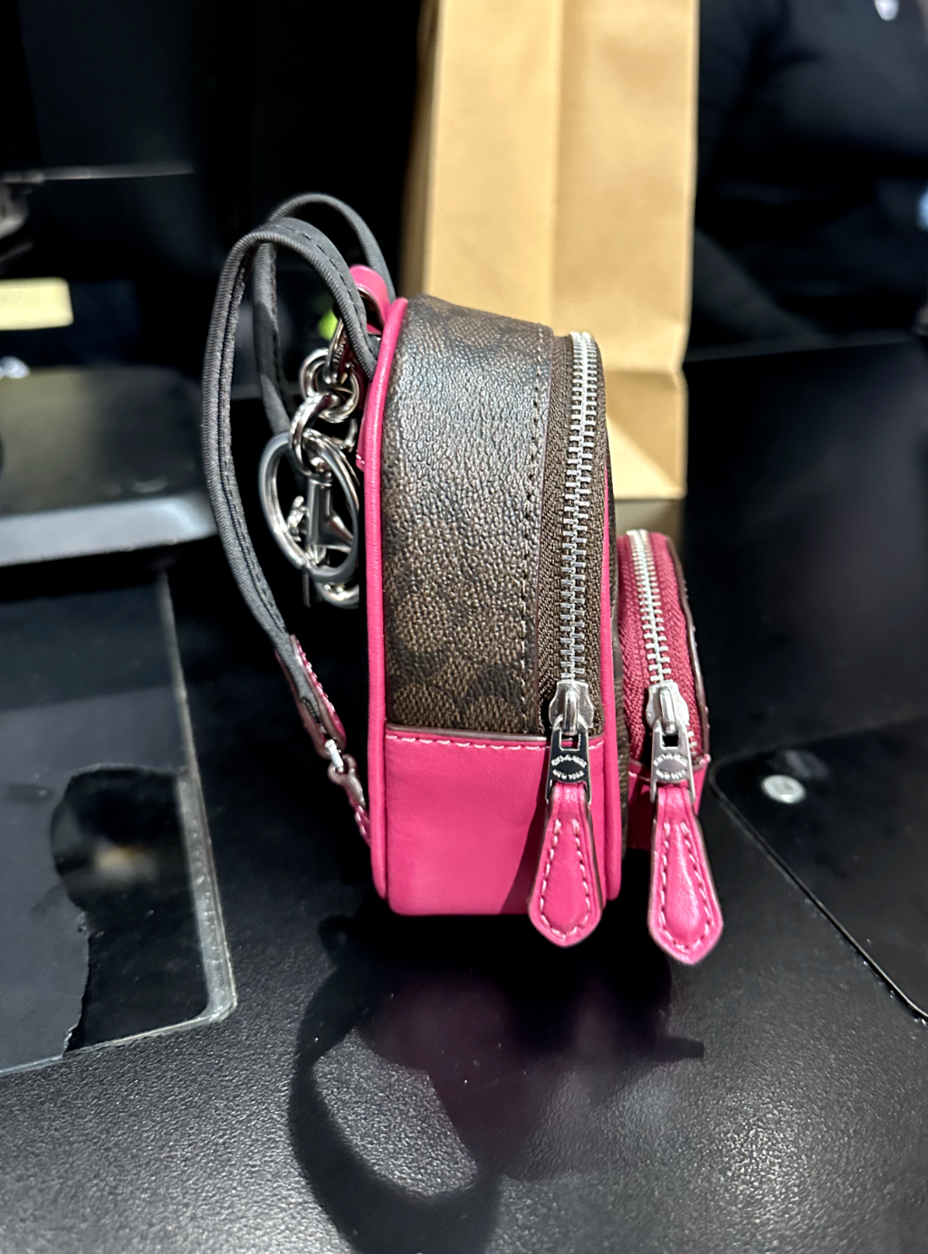 Coach Mini Court Backpack Bag Charm Keychain Silver/Brown/Bright Violet ...