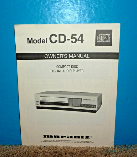 Marantz Model CD-54 Compact Disc Digital Audio Player Owner's Manual OEM Excell | eBay