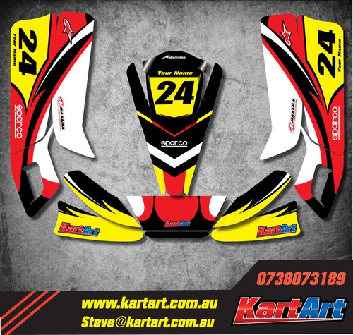 Arrow AX9 junior go kart full custom KART ART sticker kit NERO STYLE ...