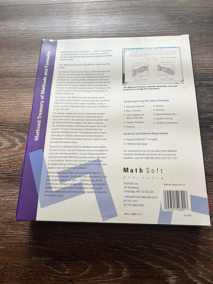 Vintage 1992 Mathsoft Mathcad Windows 3.x Version PC Software 3.5 ...
