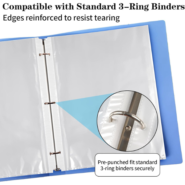 100 Pack Clear Sheet Protectors, 8.5 x 11 inch Page Protectors for 3 ...