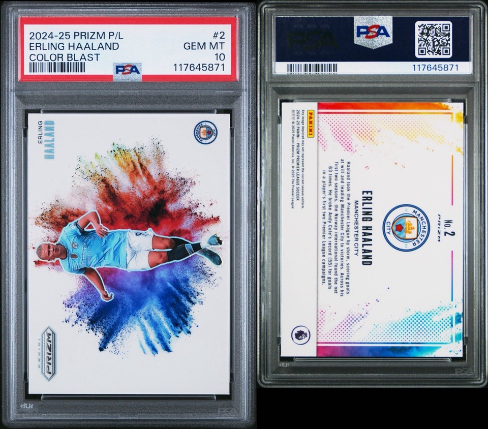 2024-25 PANINI PRIZM PREMIER LEAGUE COLOR BLAST #2 ERLING HAALAND PSA ...