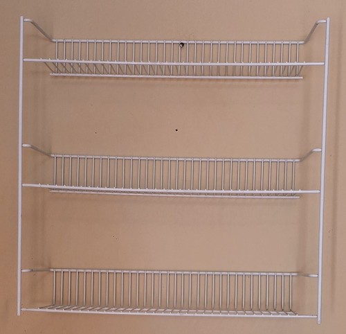 3-Tier White Coated Metal Wire Shelf; Wall Mounted; 18.25"x18.75"x4.5 ...
