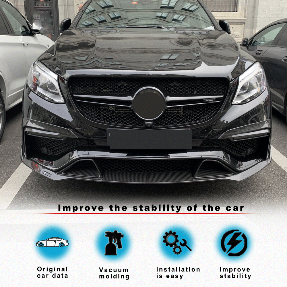 Carbon Fiber Front Bumper Lip Spoiler For Mercedes Benz GLE W166 GLE63 ...