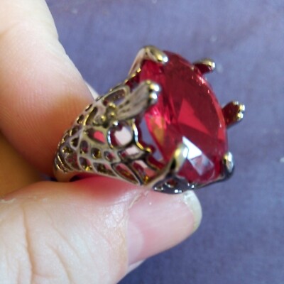 Red Oval plastic Gem Size 8 CT Pierced On Shank SizeUK Q | eBay UK