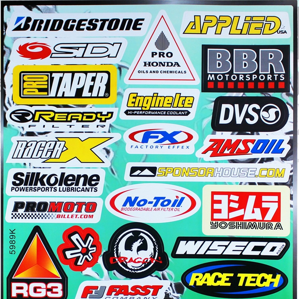 Sponsor Logo Decal Sticker Sheet Motorcycle/Scooter/Dirt Bike/ATV ...