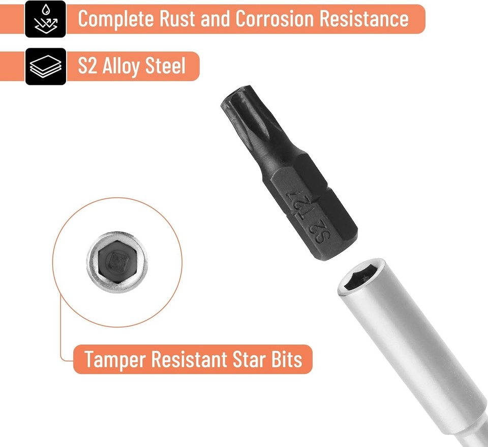 14pc Torx Bit Set Tamper Proof Security Torq T4/T5/T6/T7/T8/T9- T40 ...