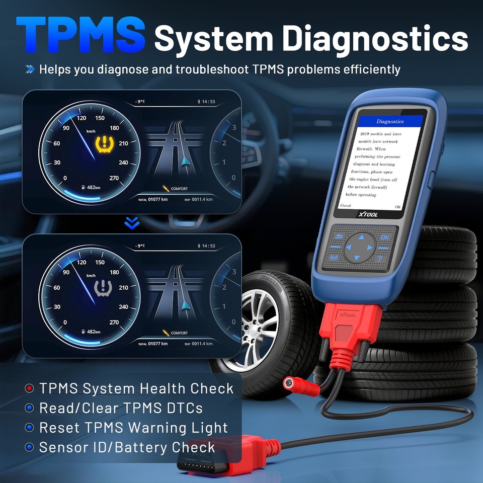 🔥XTOOL TP150 TPMS Programmer Tire Pressure Sensor Relearn Reset ...