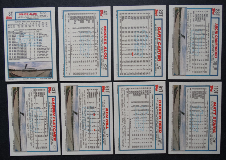 1992 Topps Traded Montreal Expos Team Set of 8 Baseball Cards | eBay