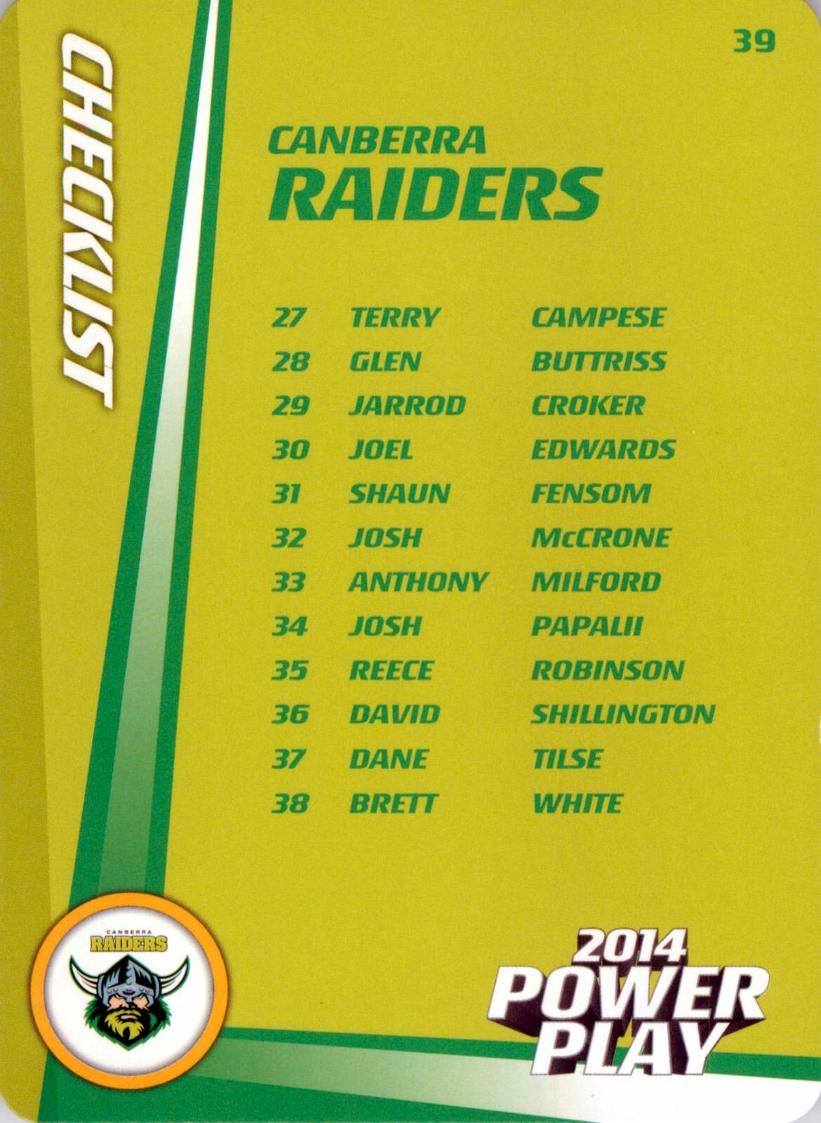 2014 Canberra Raiders NRL Power Play Card - Club Logo | eBay