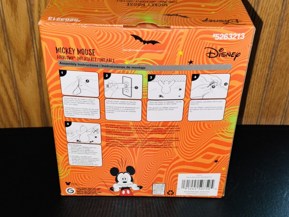 New 4' DISNEY MICKEY MOUSE HALLOWEEN AIRBLOWN INFLATABLE GHOST BOO ...