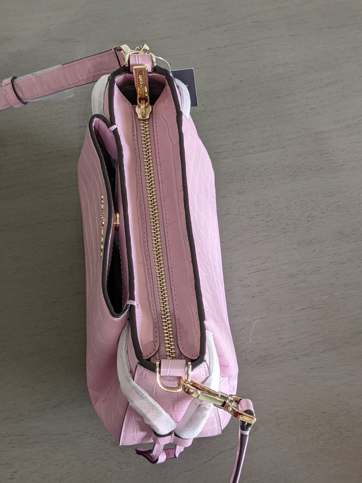 Kate Spade Purse Pink Croc Embossed Leather Dumpling Crossbody Bag ...