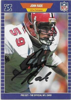 JOHN RADE Autographed Signed 1989 Pro Set Football card #13 Atlanta ...