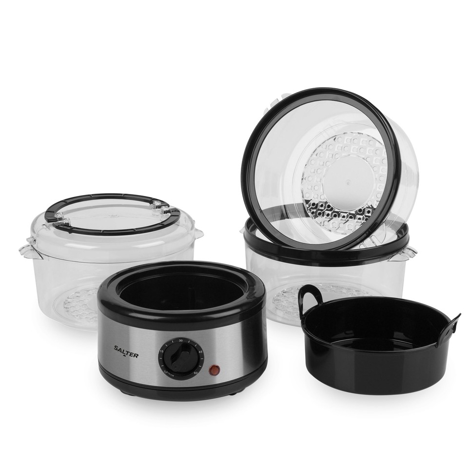 Salter 3-Tier Steamer Multi-Cooker Food Stainless Steel Compact Rice ...